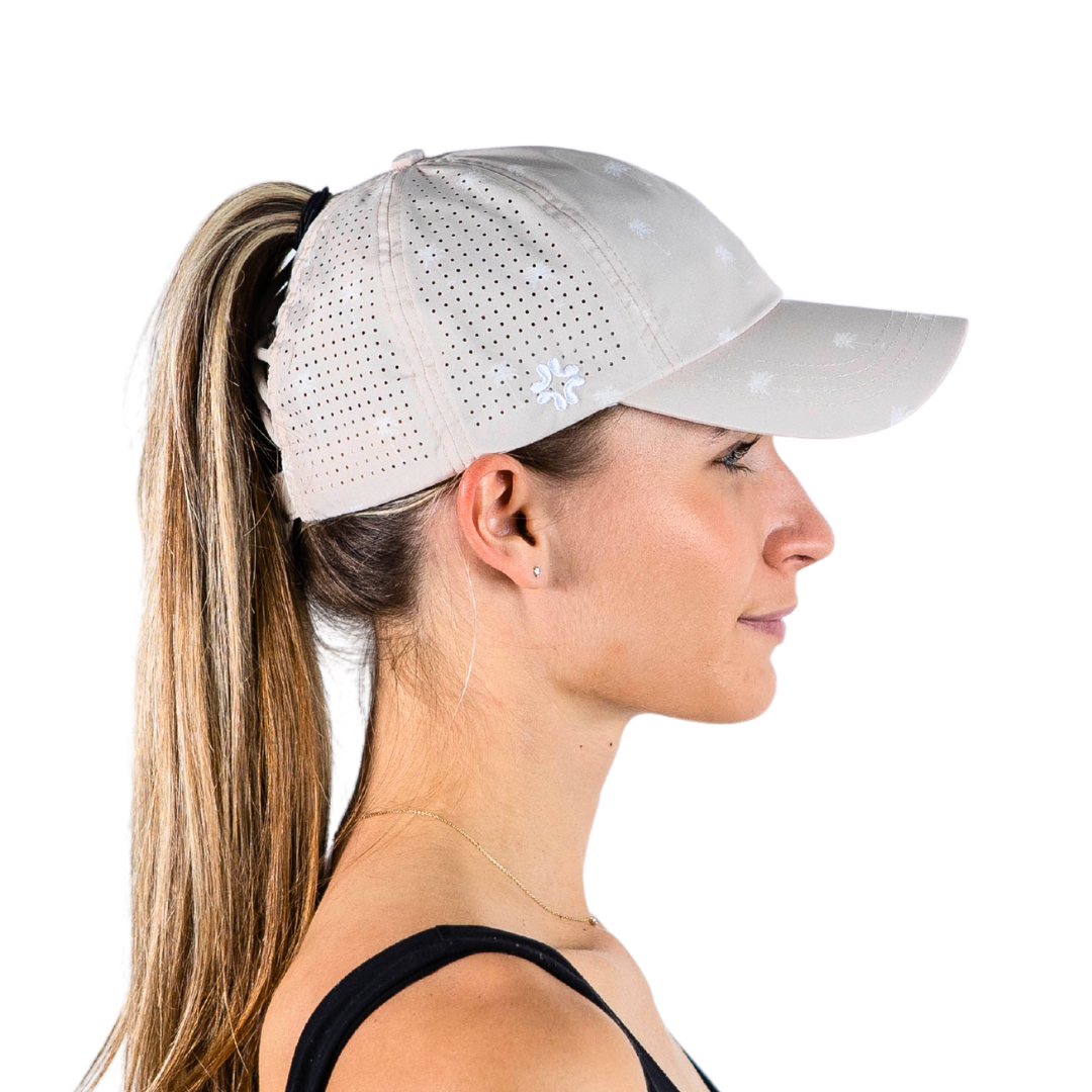 Palm Paradise Print, Sun Goddess Cap, Tuck-In Strap UPF 50+ | VIMHUE